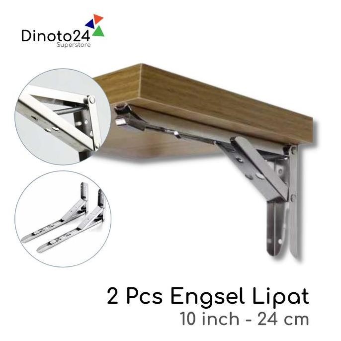 Jual 2 Buah Engsel 10 inch Siku Lipat Bracket Meja dan Dinding Bobot 65 ...