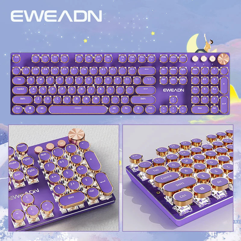 Jual EWEADN V20 Keyboard Gaming Mekanik Punk, 104 Tombol dengan Keycaps ...