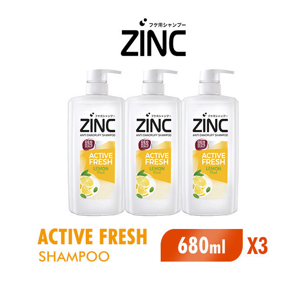 Jual Zinc Shampoo Active Fresh Botol 680 ml x3 | Shopee Indonesia