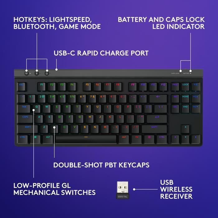 Jual Tp Logitech G515 Keyboard Gaming Wireless Lightspeed Tkl, Rgb ...