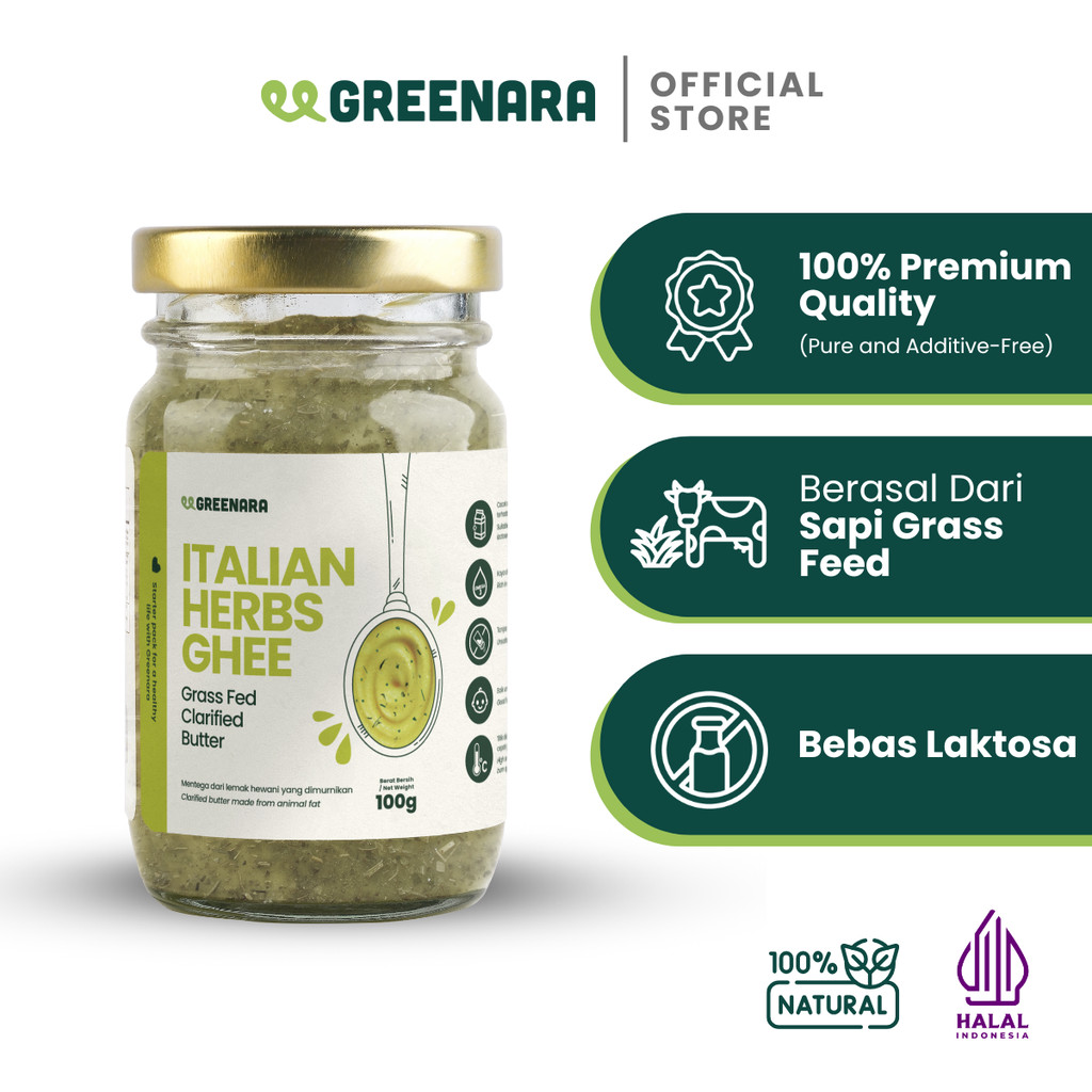 Jual Greenara Ghee Grass Fed Clarified Butter 100gr Italian Herbs ...