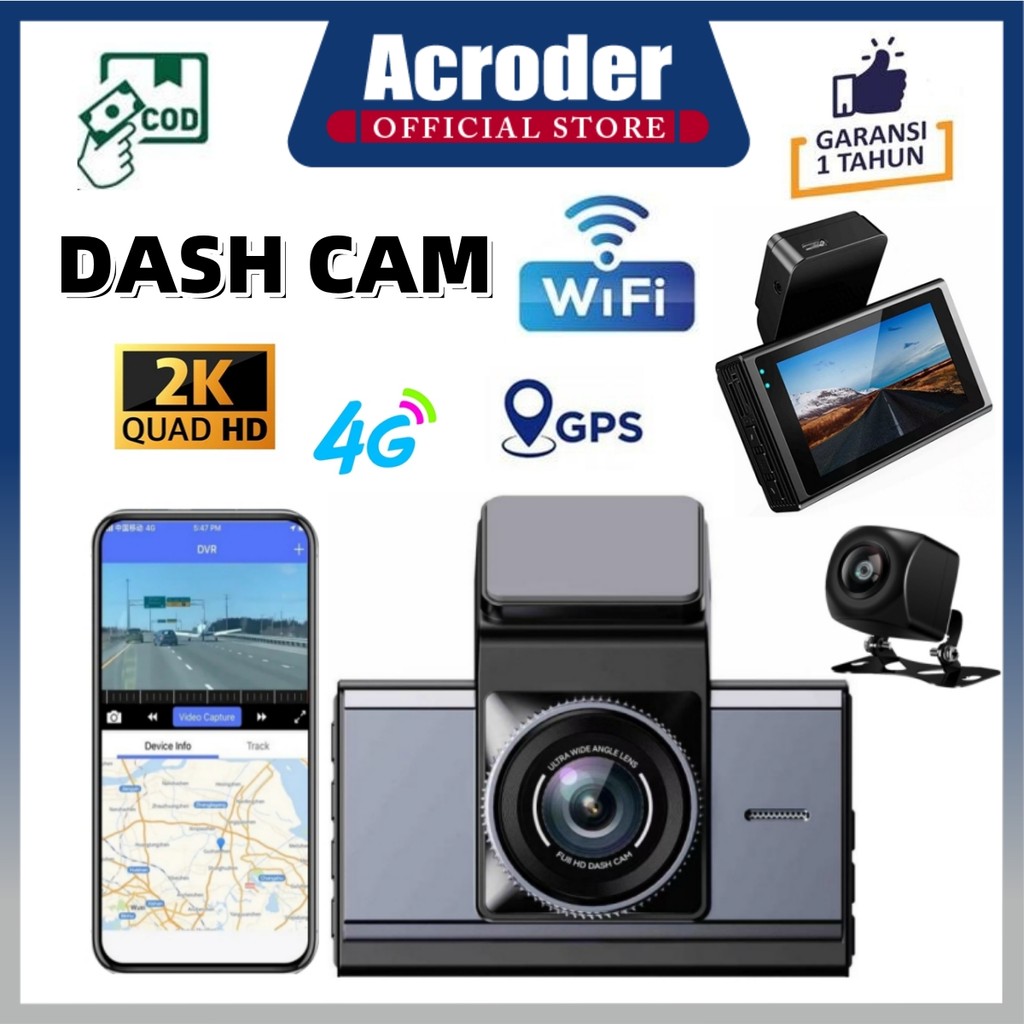 Jual Acroder 4G Dashcam Mobil A302 2K UHD Night Vision WIFI GPS Real ...