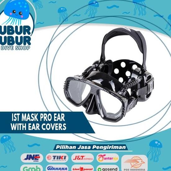 Jual Ist Mask Pro Ear Black With Ear Cover - Masker Diving / Kacamata ...