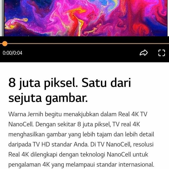 Jual LG LED 65NANO80 - SMART TV 65 INCH SUHD 4K HDR NANOCELL TV ...