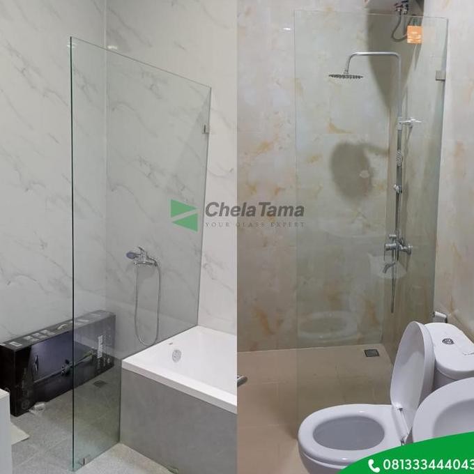 Jual Sekat Shower Partisi Kamar Mandi Kaca Tempered 10Mm - 50 X 200 ...