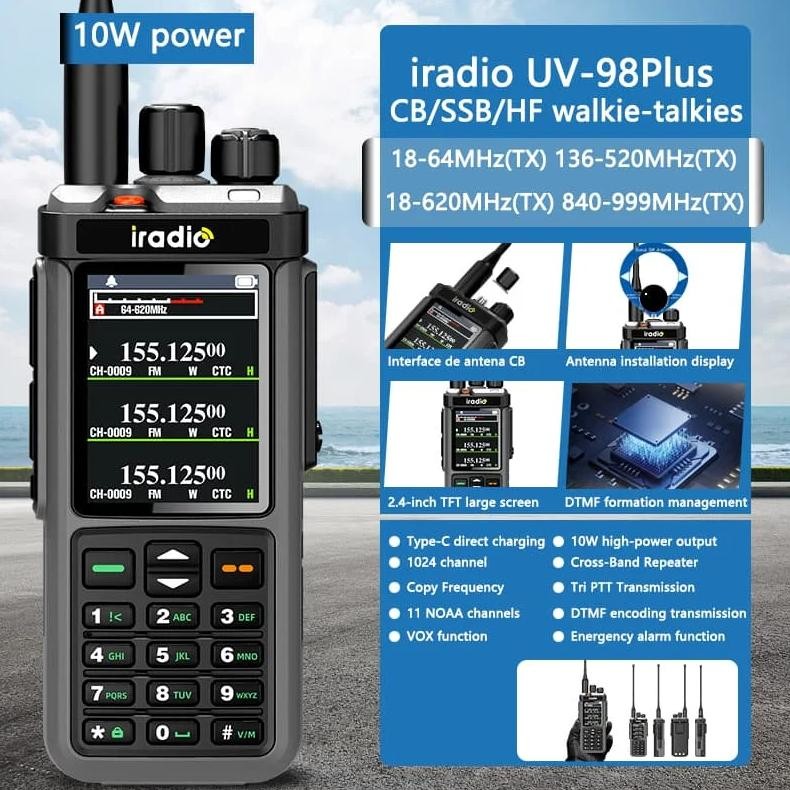 Jual Iradio Uv-98 Plus Air Band Walkie Talkie Cross Band Repeater 2.4 ...