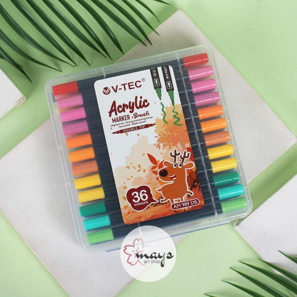 Jual V-TEC Acrylic Marker Set 12 24 36 Warna - Spidol Akrilik Warna Warni Waterproof Permanent ...