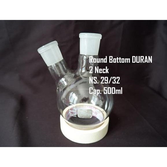 Jual Labu Alas Bulat Leher 2 Ns 29/32, Labu Didih, Boiling Flask 2 Neck ...