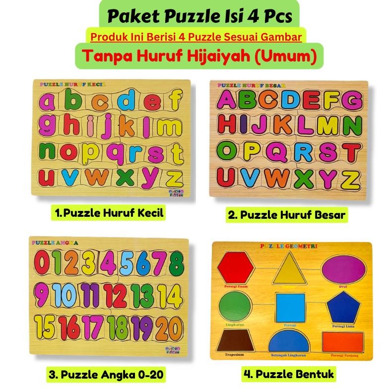 Jual Paket Puzzle Kayu Edukasi Isi 4 Pcs Lengkap DiM | Shopee Indonesia