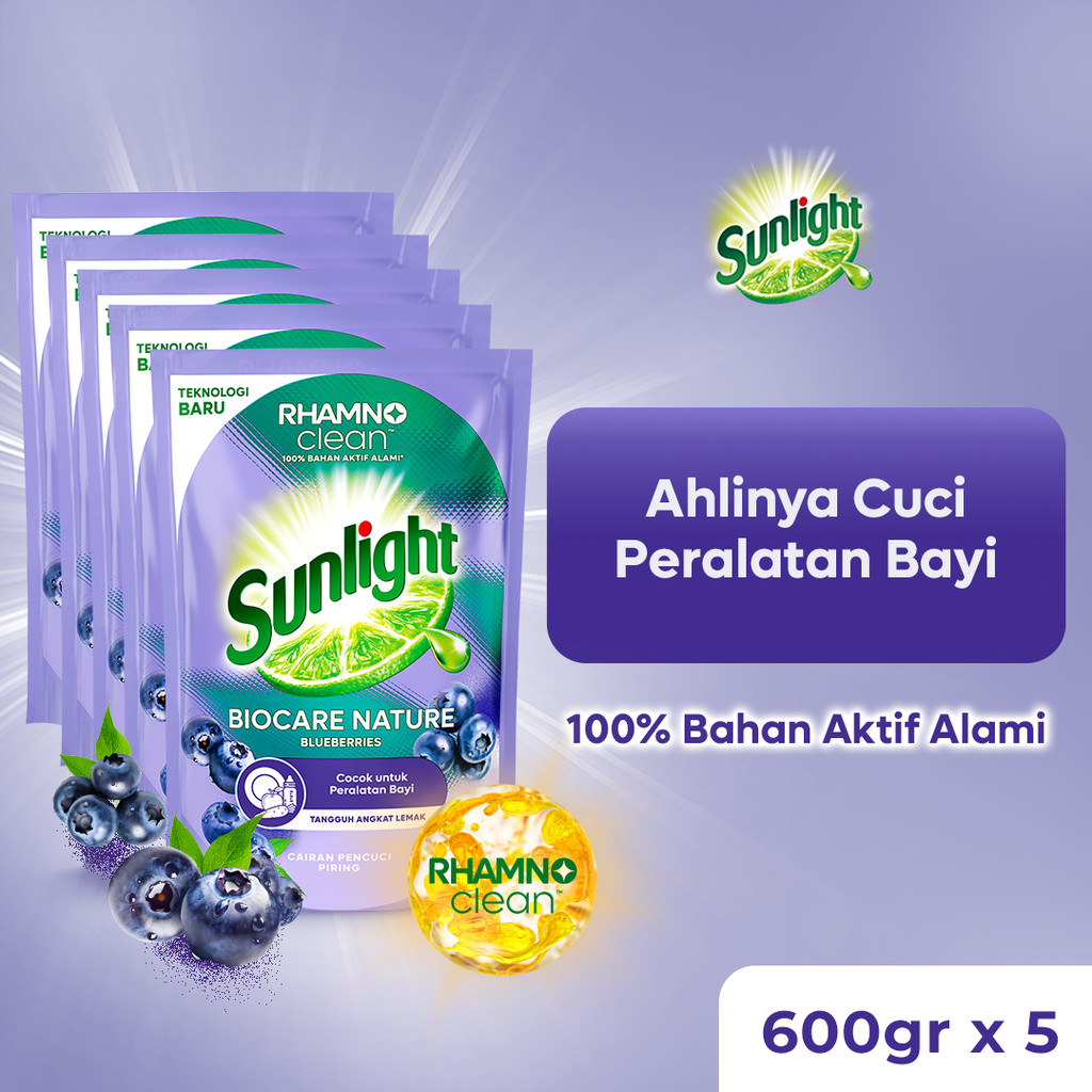 Jual Sunlight Biocare Nature Sabun Cuci Piring 600gr X5 - Sabun Cuci ...