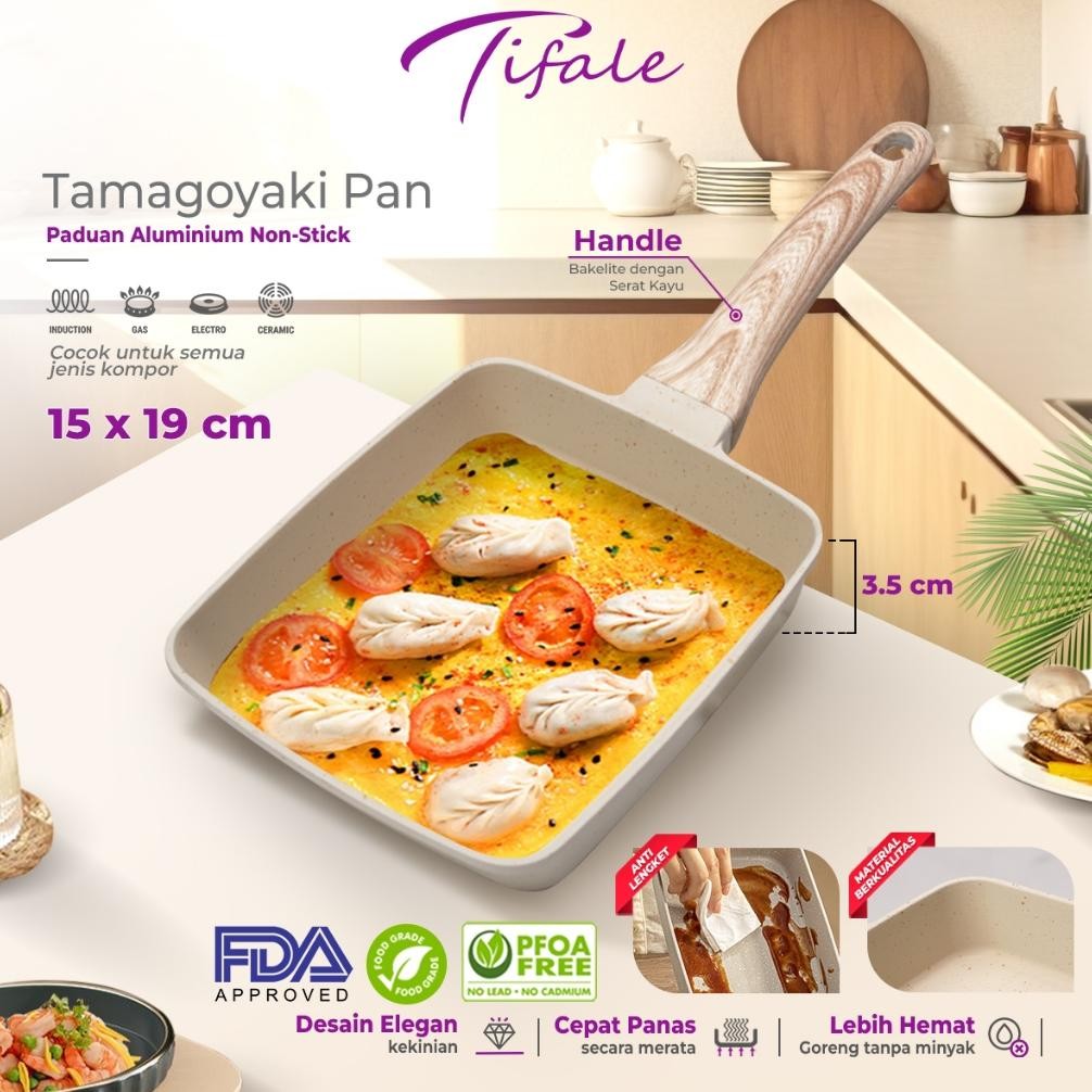 Jual Fgs-3 Tifale Tamagoyaki Pan White Granite Penggorengan Telur Omelette Anti Lengket Fgs-3 ...