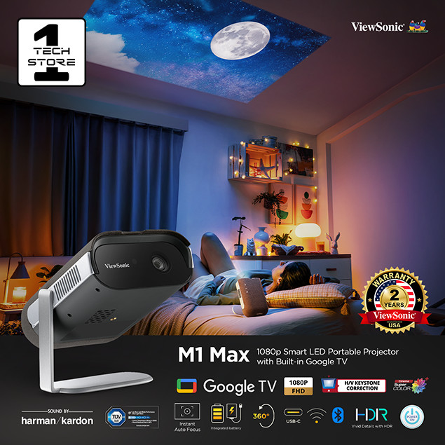 Jual ViewSonic M1 MAX Google TV Portable Projector with Harman Kardon ...