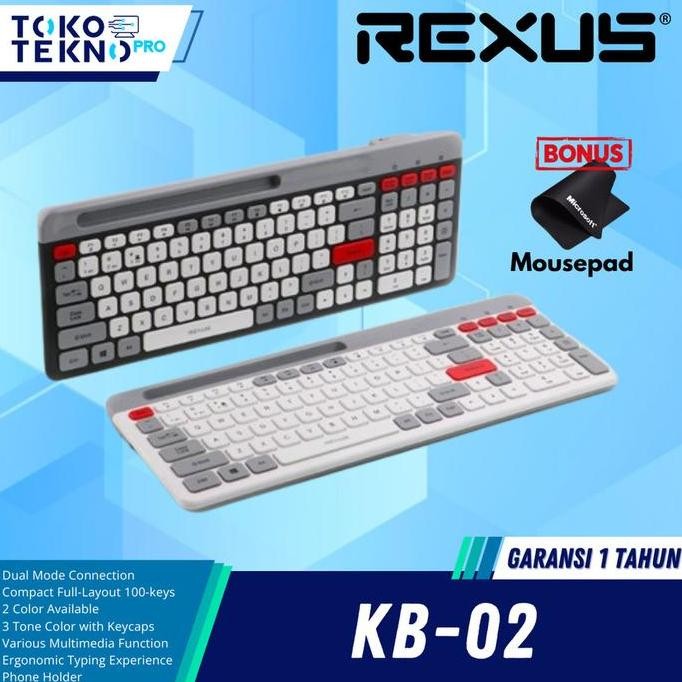 Jual SALE! REXUS KB02 KEYBOARD DUAL CONNECTION WIRED & WIRELESS SHOPEE ...