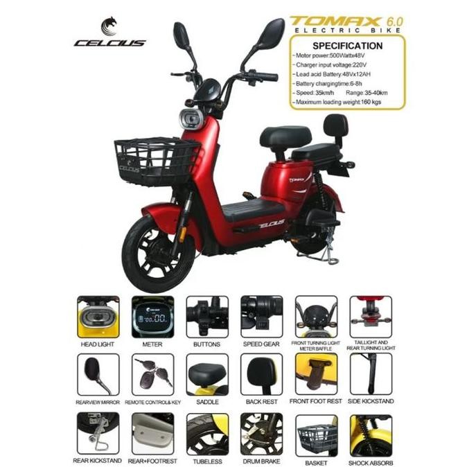 Jual Sepeda Listrik CELCIUS TOMAX 6.0 NEW Electric Bike 500Watt ...