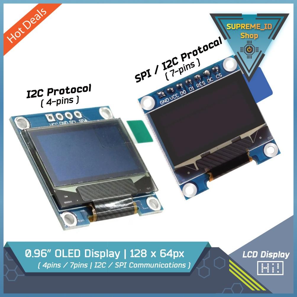 Jual 0.96 inch 4-pin 7-pin IIC I2C SPI LCD OLED Display Monitor Module ...