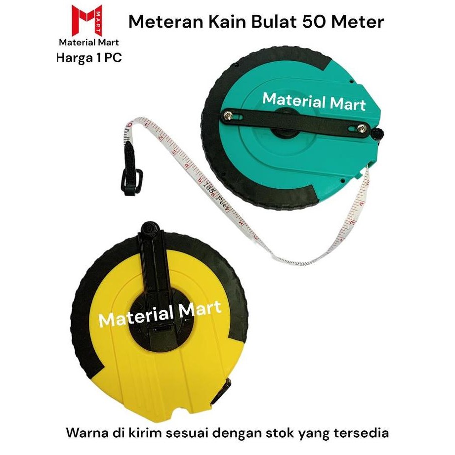 Jual Meteran Fiber 50 Meter Bulat |Meteran Tancap Gulung 50M|Alat Ukur ...