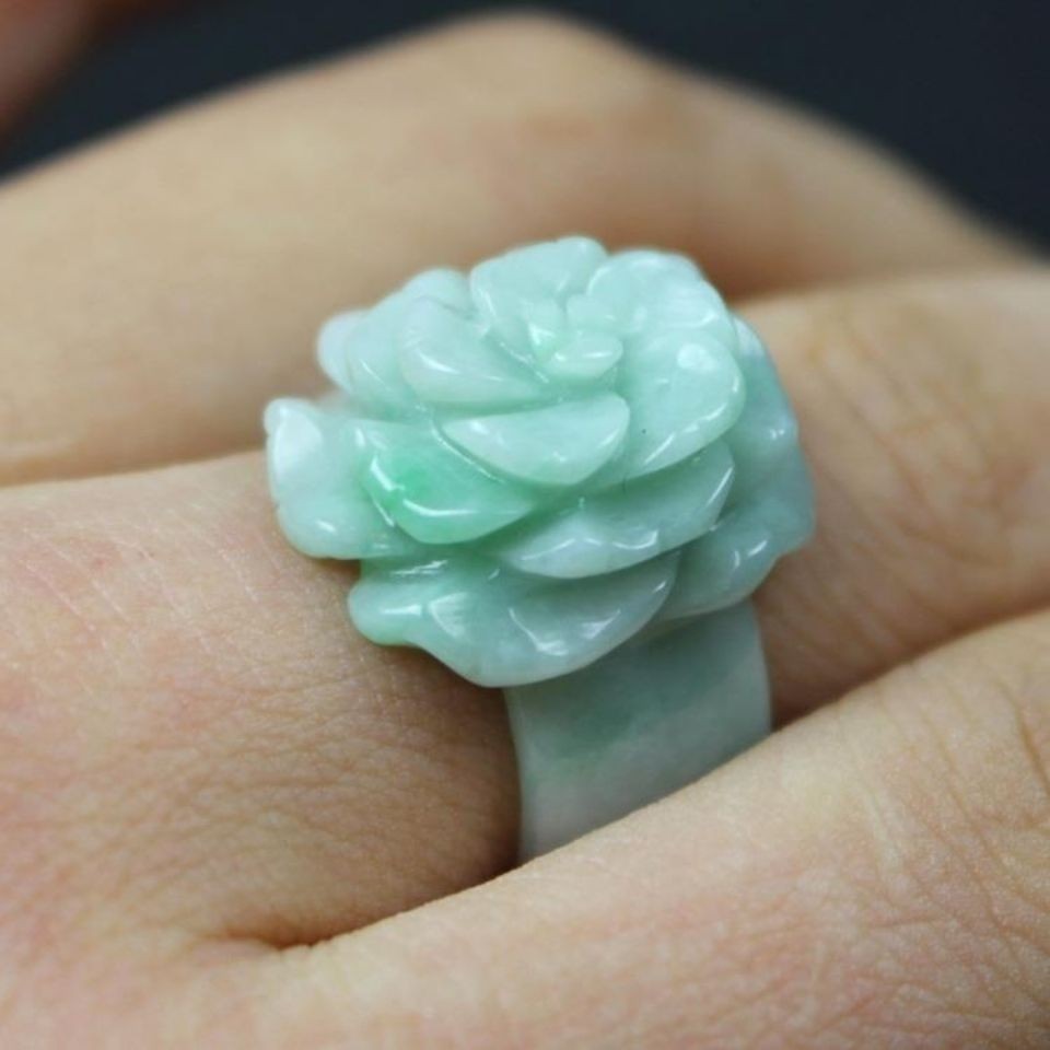 Jual a Cincin Bunga Peony Jade untuk Pria dan Wanita, Cincin Permukaan ...