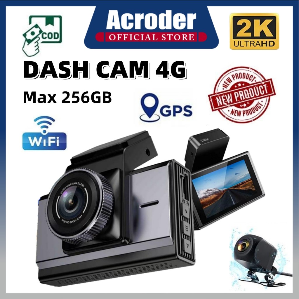 Jual Acroder 2K Dashcam Mobil 4G Dual Lens WIFI GPS Remote Live Check ...