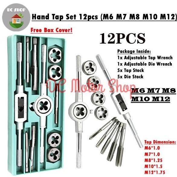 Jual Hand Tap Set Adjustable Hand Tab Dies Set 12Pcs Alat Snai dan Tap ...