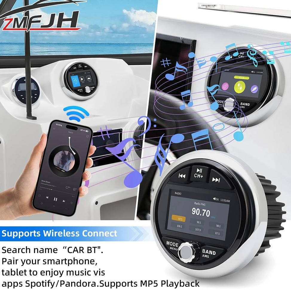 Jual Waterproof Marine Stereo Mp5 Player Bluetooth-Compatible Fm Am Usb ...