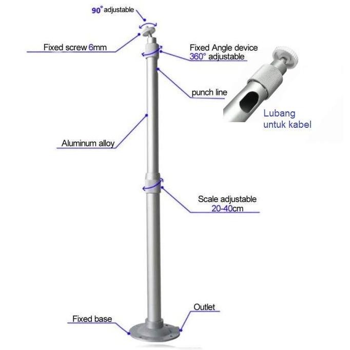 Jual alan Stand Proyektor Wall Ceiling Bracket CCTV IP Camera 40cm Ball ...