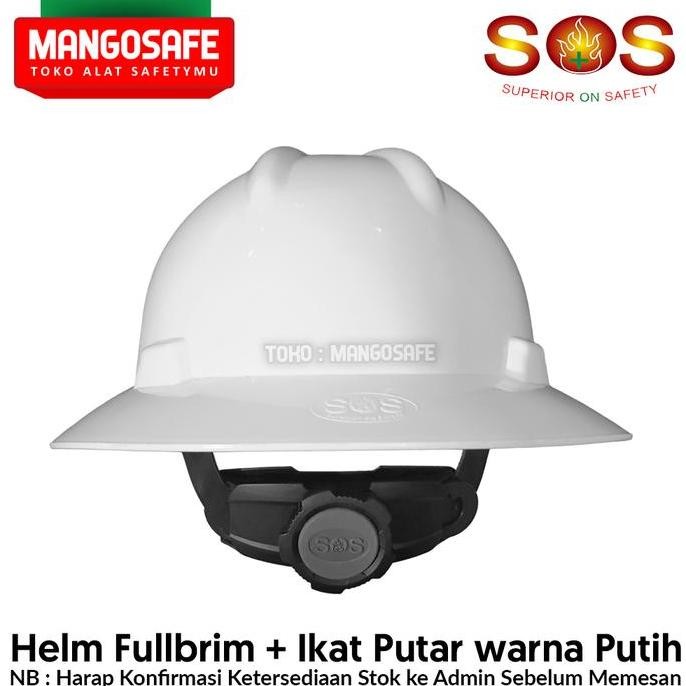 Jual Helm Safety Proyek Bulat Full Brim Murah SOS warna Putih + ikat ...