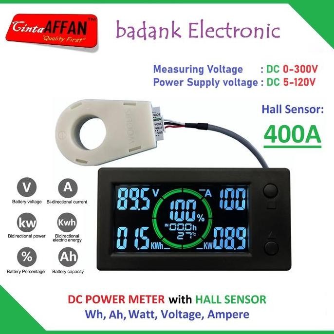 Jual NEW 300V 400A DC Digital Power Meter Hall Sensor - Wh Ah Watt Volt Amp | Shopee Indonesia