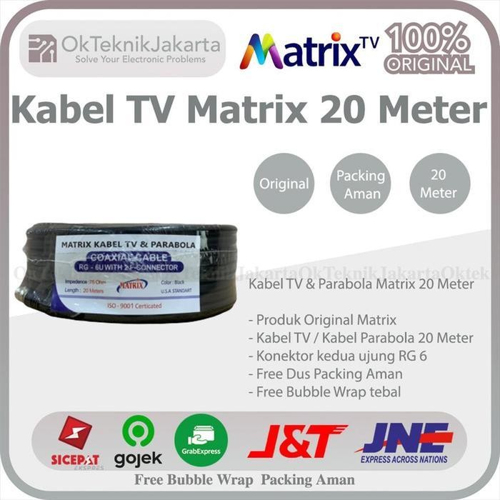 Jual Kabel Matrix Rg6 Parabola + Jack Konektor F5 20M Coaxial | Shopee ...