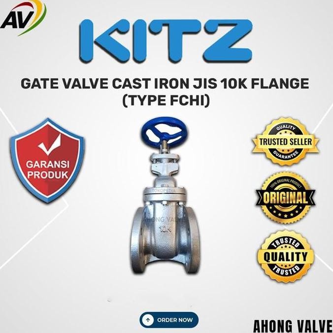 Jual Gate Valve Jis 10K Flange Kitz Besi Cast Iron Merk Kitz Original ...