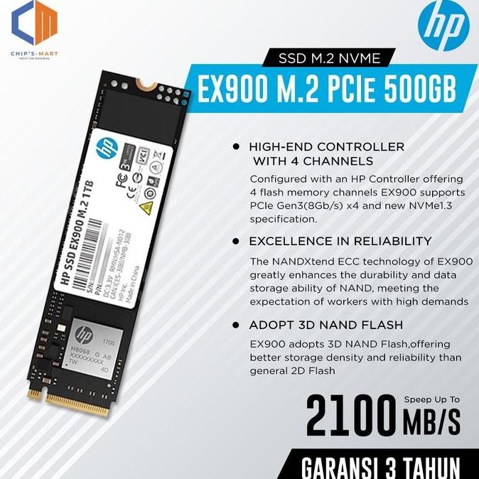 Jual TERBARU - HP NVMe SSD 500GB / EX900 / 2100MB/s / Original ...