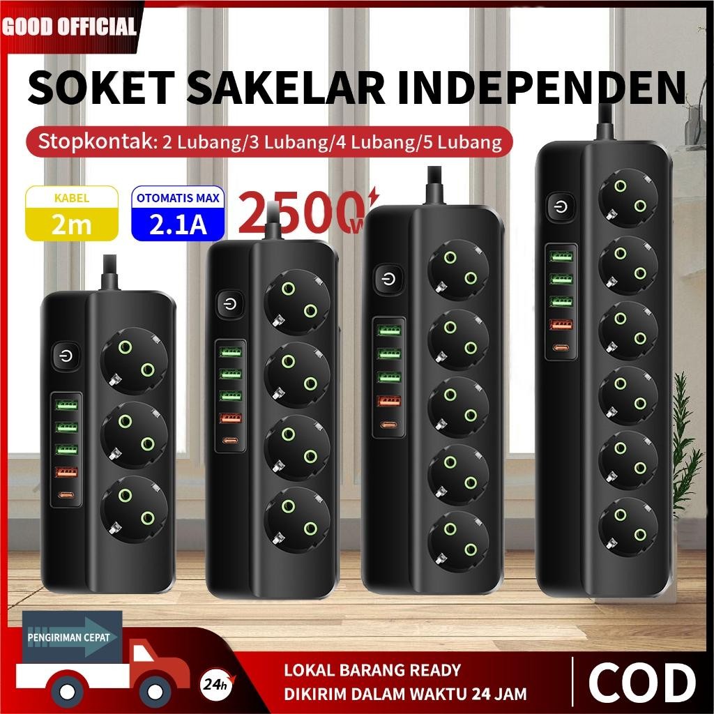 Jual Stok Ready2500W Stop kontak EU USB, Soket Multi - fungsi - 6 ...