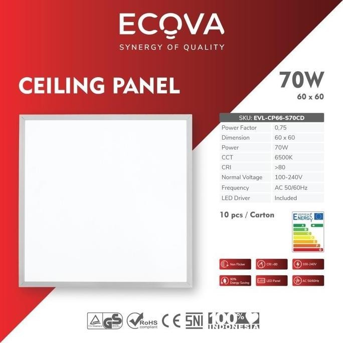 Jual Lm Ecova Ceiling Light Panel Led 70W 70 Watt 60X60 Lampu Downlight ...
