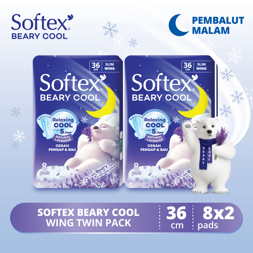 Jual Softex Beary Cool Super Slim 36cm 8s x 2 Packs - Pembalut Cool ...