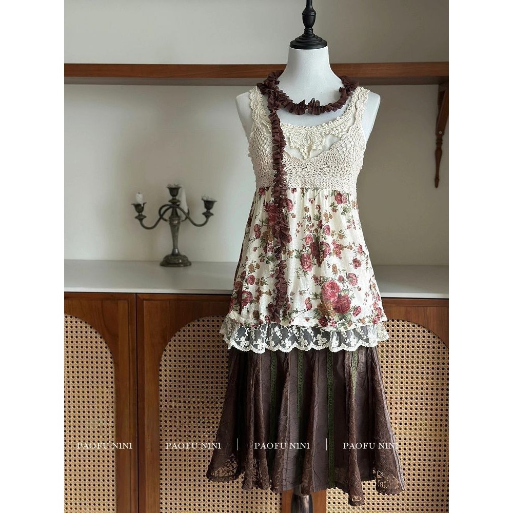 Jual Crunchy Brulee Set Tiga Potong Rompi Rajutan Berongga Vintage ...