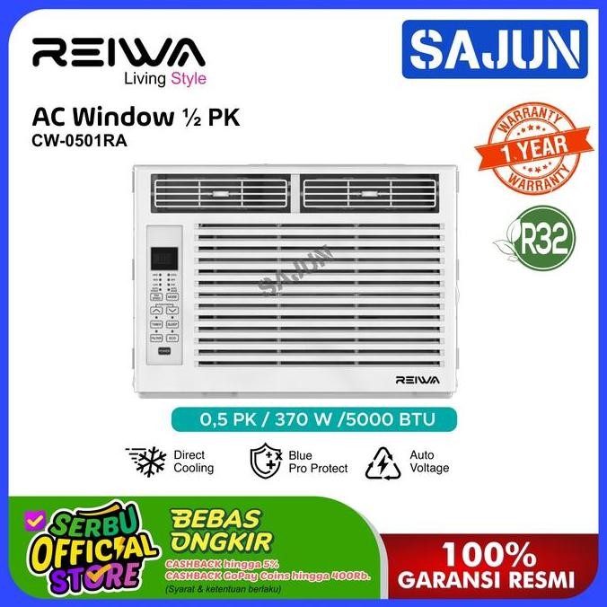 Jual REIWA AC Window 1/2 PK dan 1 PK / CW-0501RA / CW-0901RA Low Watt 0 ...