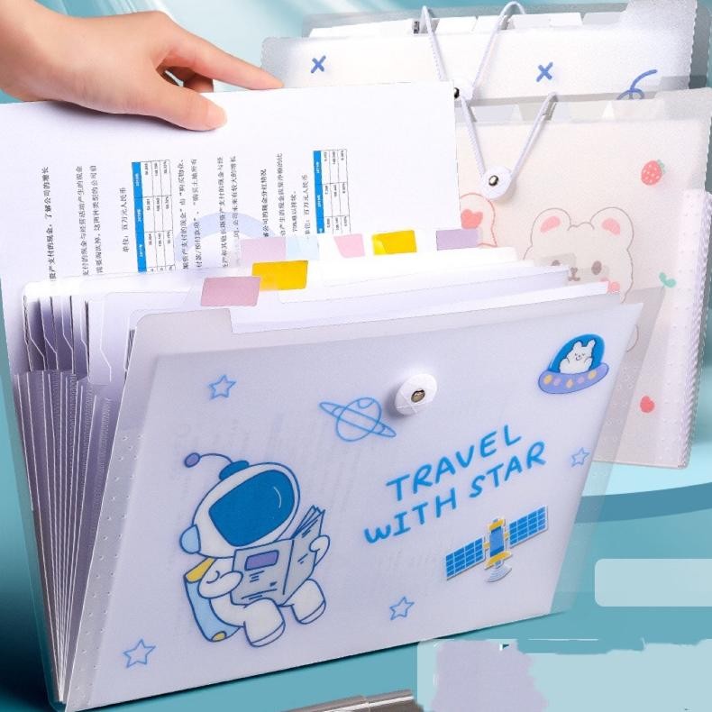 Jual cute multilayer folder document organizer map tempat penyimpanan ...