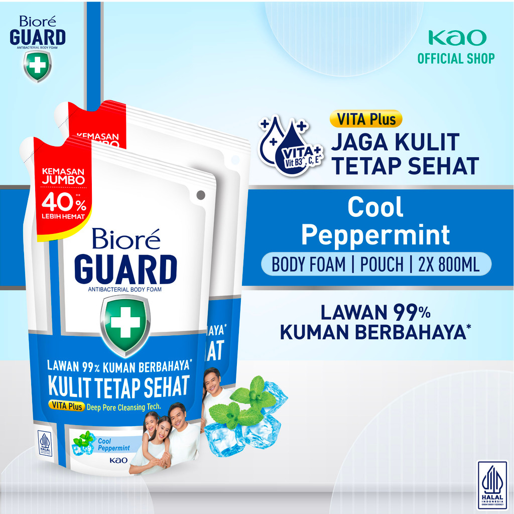 Jual Biore Guard Cool Peppermint 800ml Pouch Twinpack | Shopee Indonesia