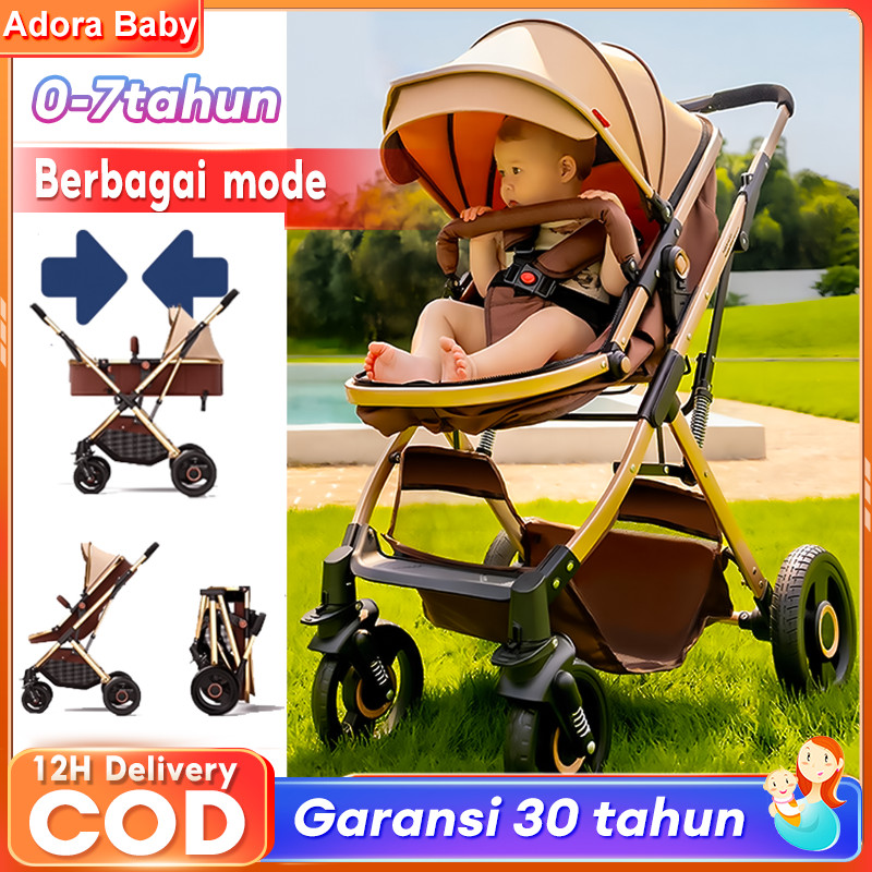 Jual Beige Stroller bayi lipat travelling 2 Arah stroller baby Kereta ...