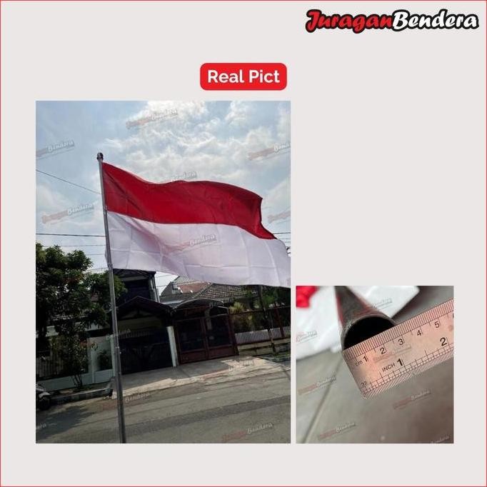 Jual (Allthebest) Tiang Bendera Rumah 3M + Bendera Merah Putih Rumah ...
