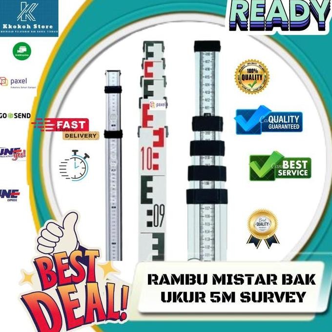 Jual Rambu Mistar Bak Ukur 5M/5 Meter/ Levelling/Aluminium Staff 5 M ...