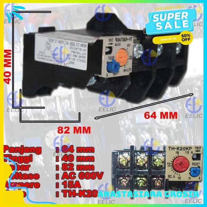 Jual TOR-THK20 -15A THERMAL OVERLOAD RELAY 15A (BISA SETTING MANUAL 12A ...