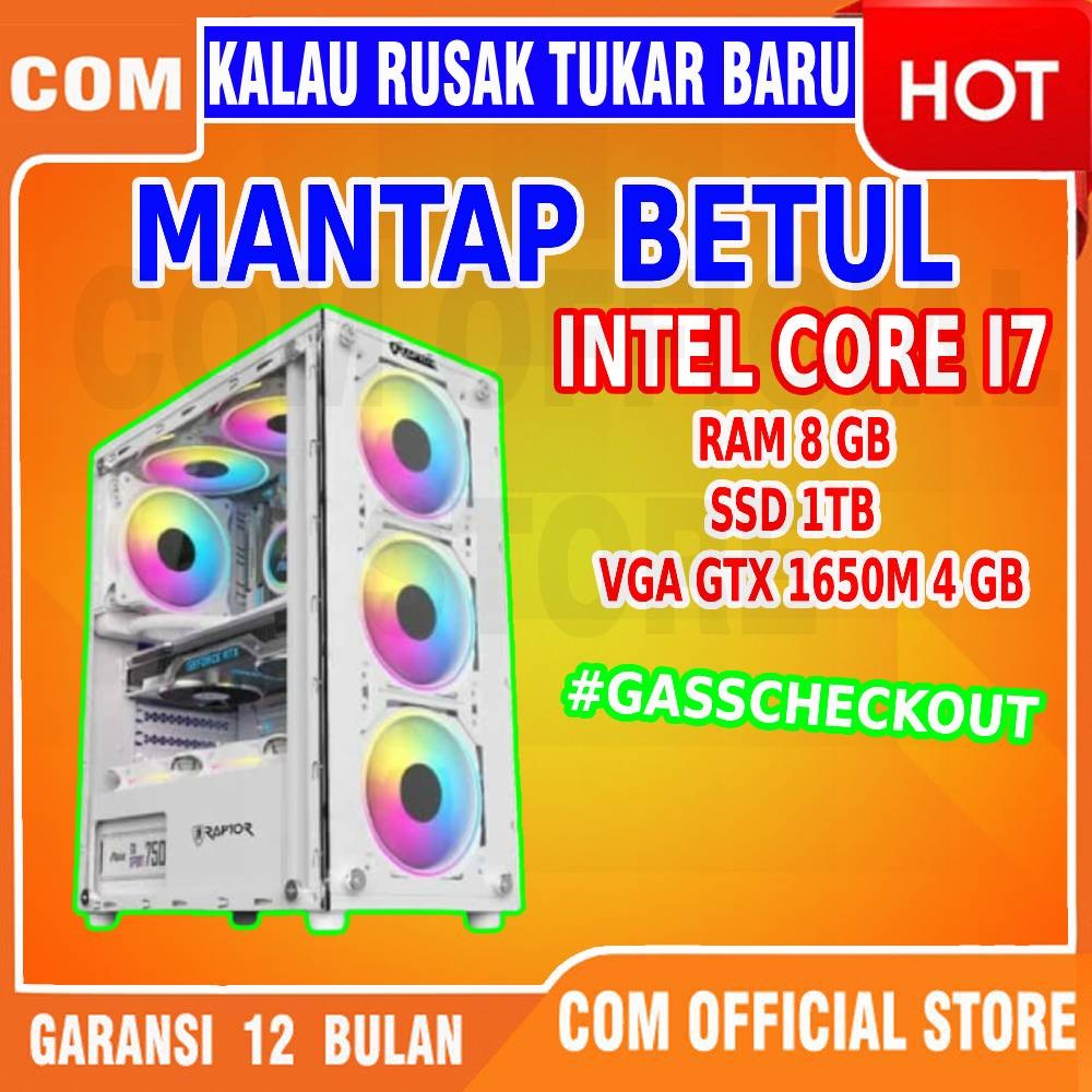 Jual PC GAMING I7 MURAH FULLSET KOMPuter computer rakitan VGA GTX 1650 ...