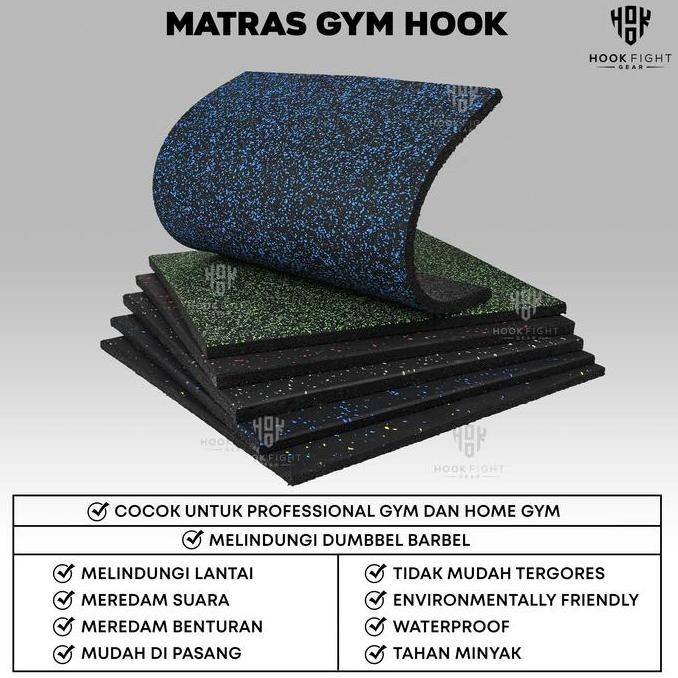 Jual MATRAS GYM KARET 1.5CM - 2CM (50X50) HOOK KARPET FITNESS RUBBER ...