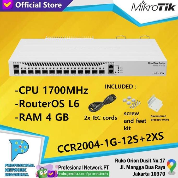 Jual Mikrotik Ccr2004-1G-12S+2Xs Cloud Core Router New Stok | Shopee ...