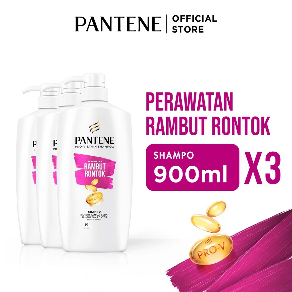 Jual Pantene Sampo Perawatan Rambut Rontok Pro-V 900ml x3 / Pantene ...