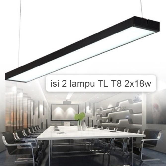 Jual Kap Linear Lampu Gantung Kantor TL T8 LED Balok 120cm 2x18w 120 cm ...