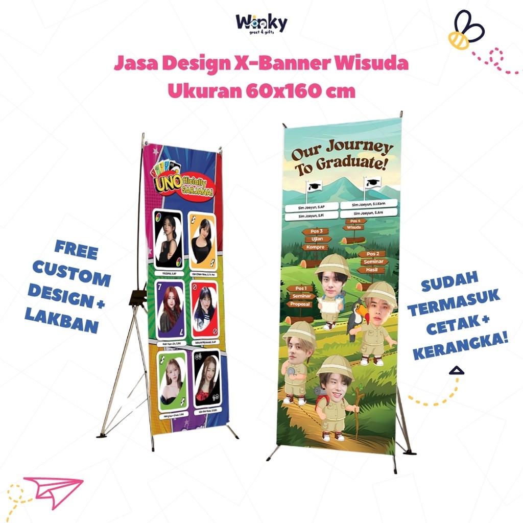 Jual Banner Wisuda (60x160cm) FREE CUSTOM DESIGN | X-Banner Graduation ...