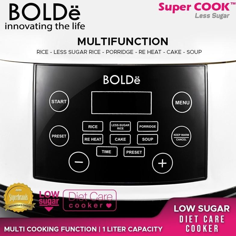 Jual BOLDe Rice Cooker Less Sugar 1 Liter Super Cook Less Sugar 400 ...