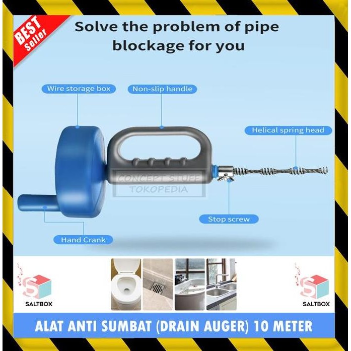 Jual ALAT PEMBERSIH SALURAN PIPA MAMPET AUGER PIPE DRAIN CLEANER 10 METER | Shopee Indonesia