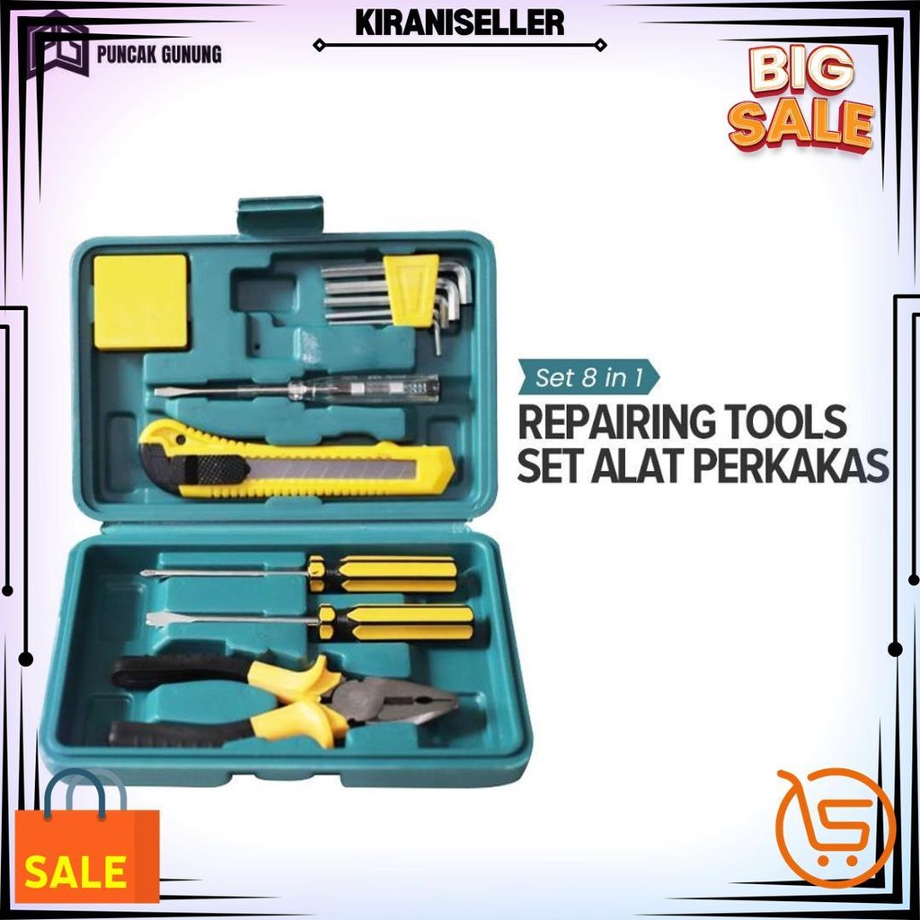 Jual Kunci Set Repairing Tools Set 8In1 Alat Tukang Perkakas Box Rumah ...